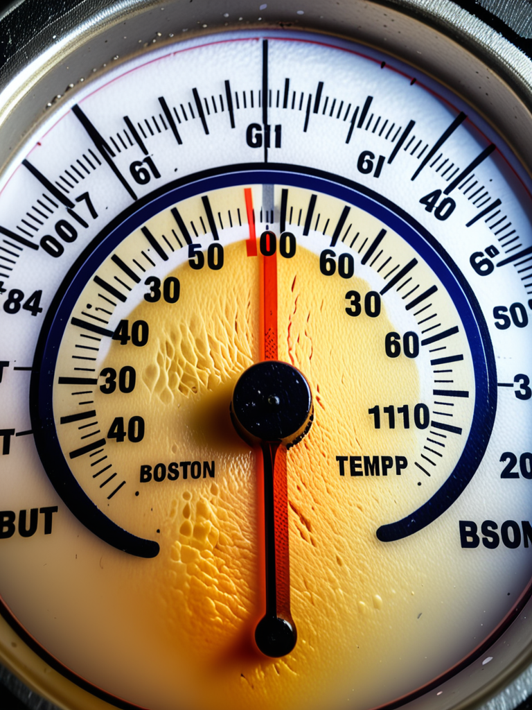 Close-Up View of a Pressure Gauge Displaying Temperature Readings in ...