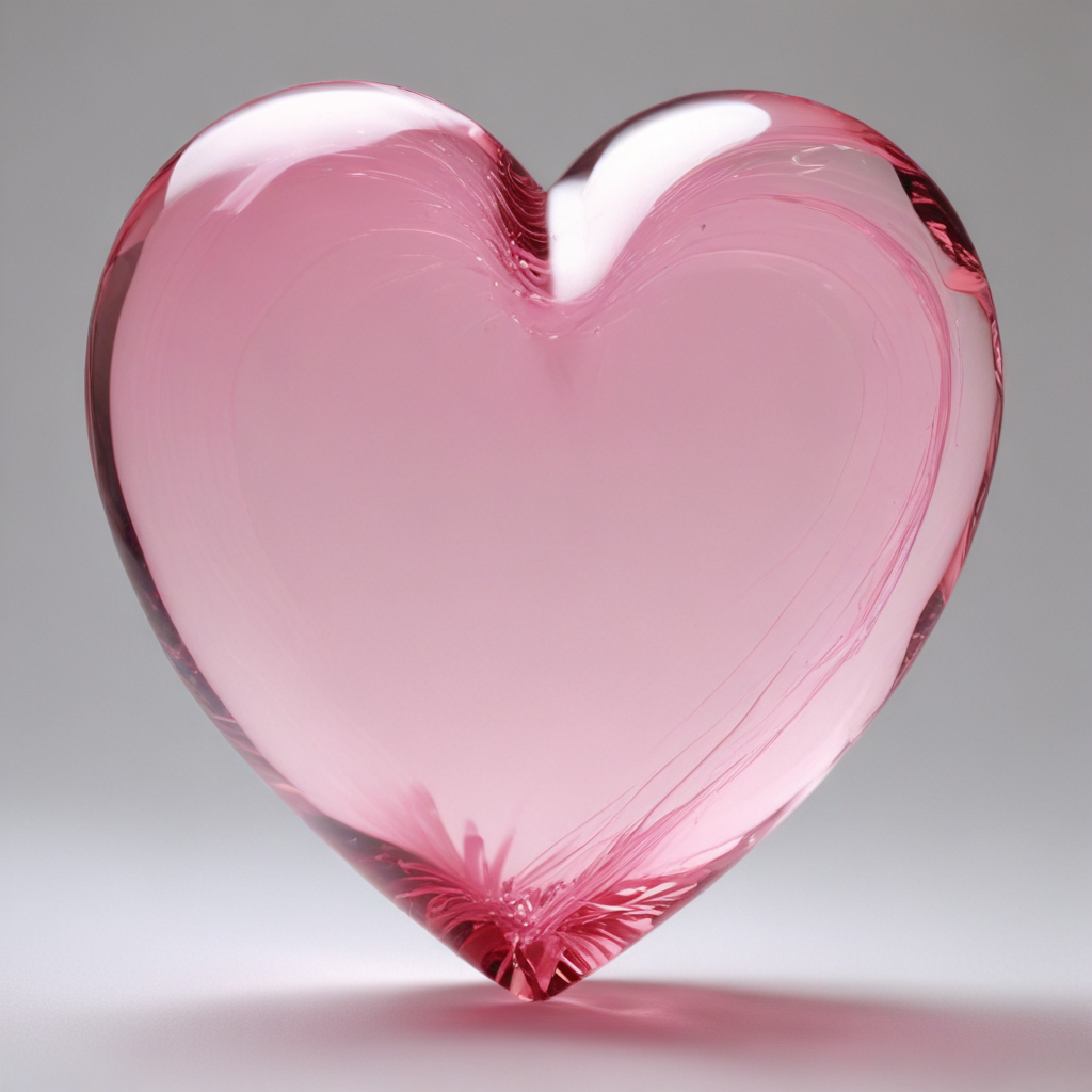 A Beautifully Crafted Pink Glass Heart Symbolizing Love and Affection.