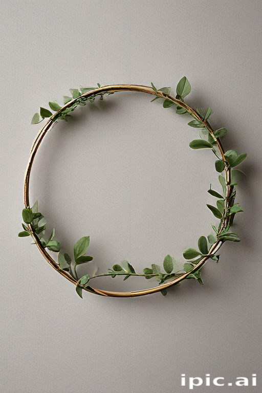 Elegant Circular Wreath Adorned with Fresh Greenery Against a Neutral ...