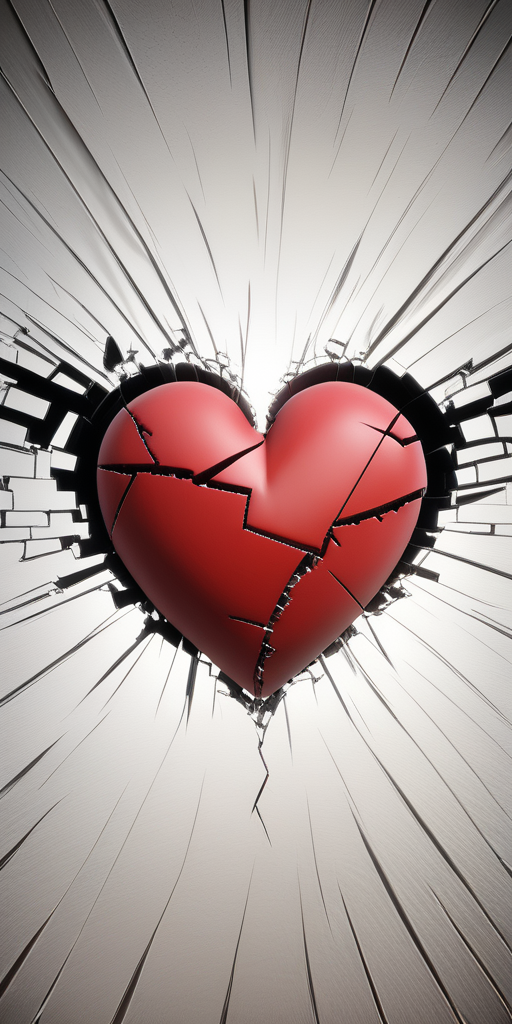 Shattered Heart Breaking Through Walls of Emotion and Resilience