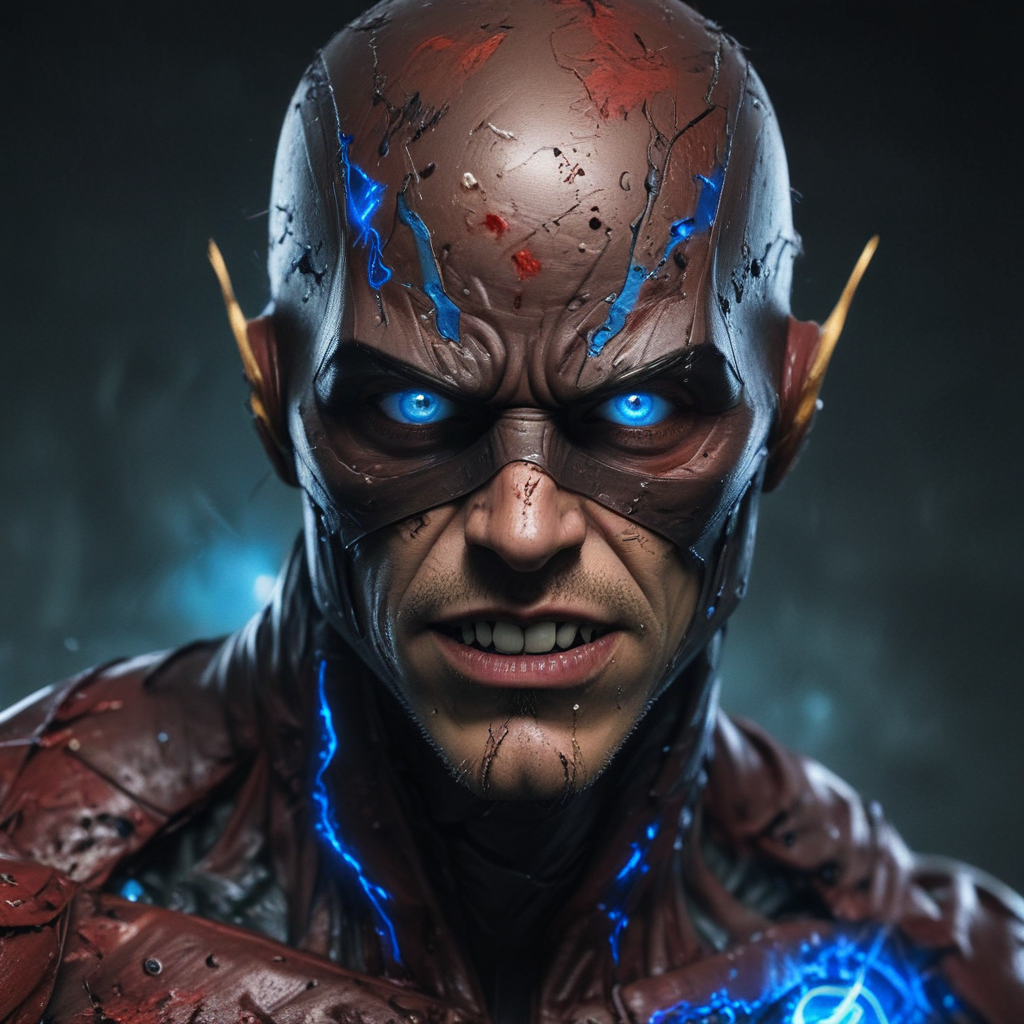The flash as a super gory zombie with bright blue glowing eyes like the ...