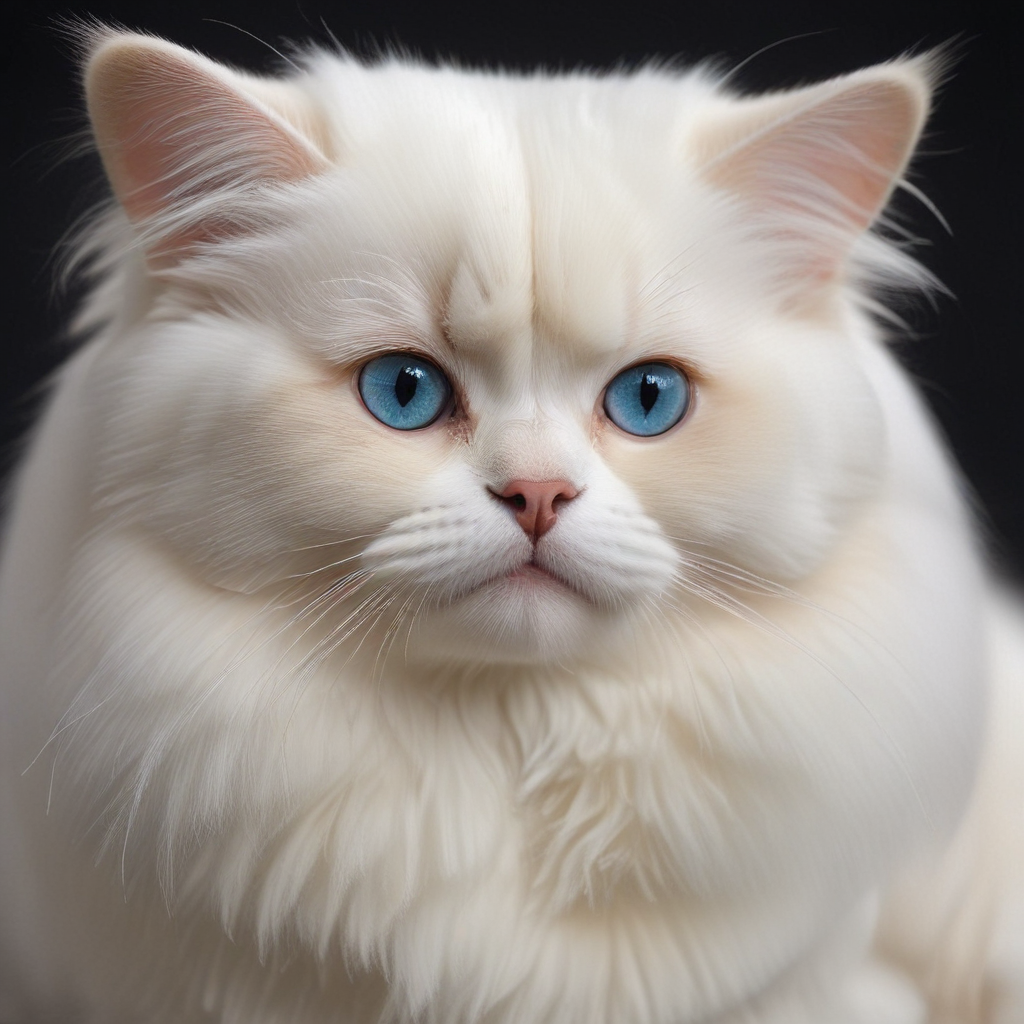 A Majestic White Cat with Stunning Blue Eyes and Fluffy Fur.