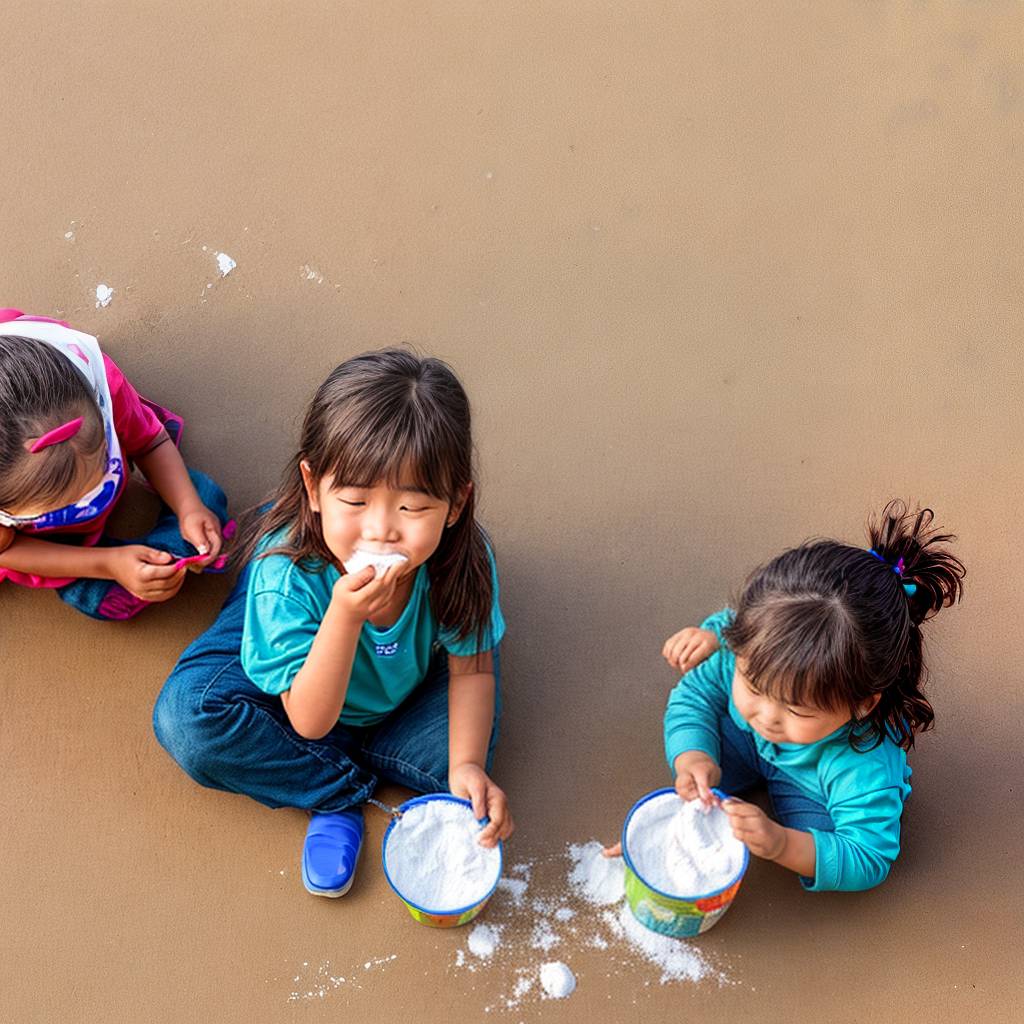 kids sniffing flour