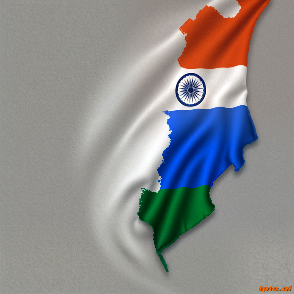 Artistic Representation of the Indian Flag Draped Over a Map Outline