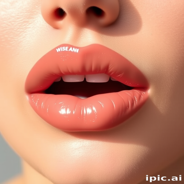 Close-Up of Glossy Lips with Subtle Shine and Soft Color Tone
