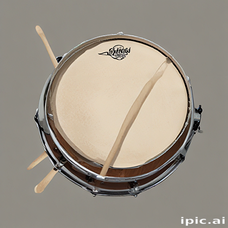 Top View of a Snare Drum with Sticks Ready to Play