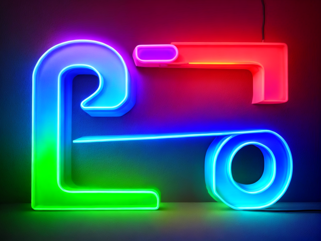 glowing neon letter 'L' with a futuristic vibe