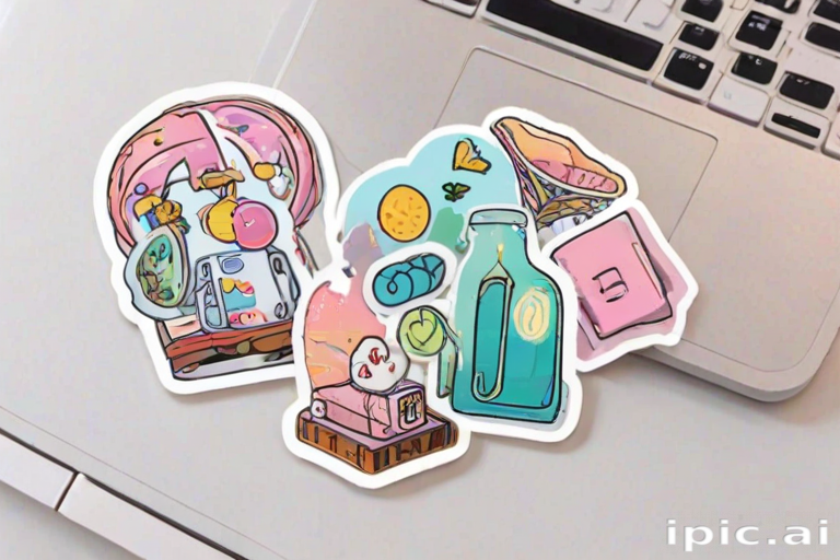 Colorful Stickers Featuring Whimsical Illustrations of Everyday Objects ...