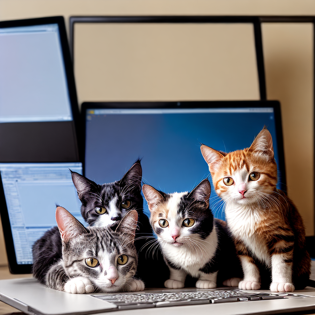 Cats on a computer screen