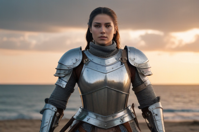 A female knight ready for battle