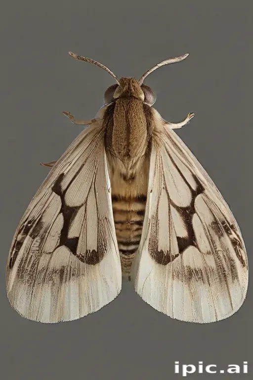 A Close-Up View of a Beautifully Patterned Moth with Intricate Details.