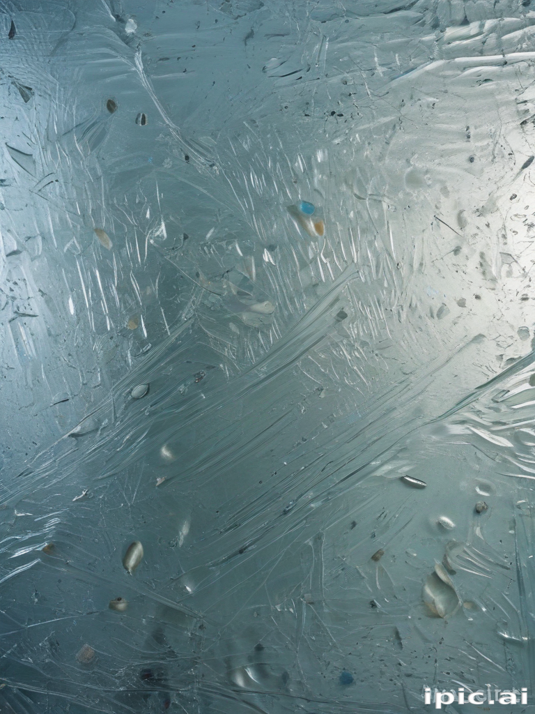 Textured Glass Surface with Embedded Particles and Unique Light Reflections