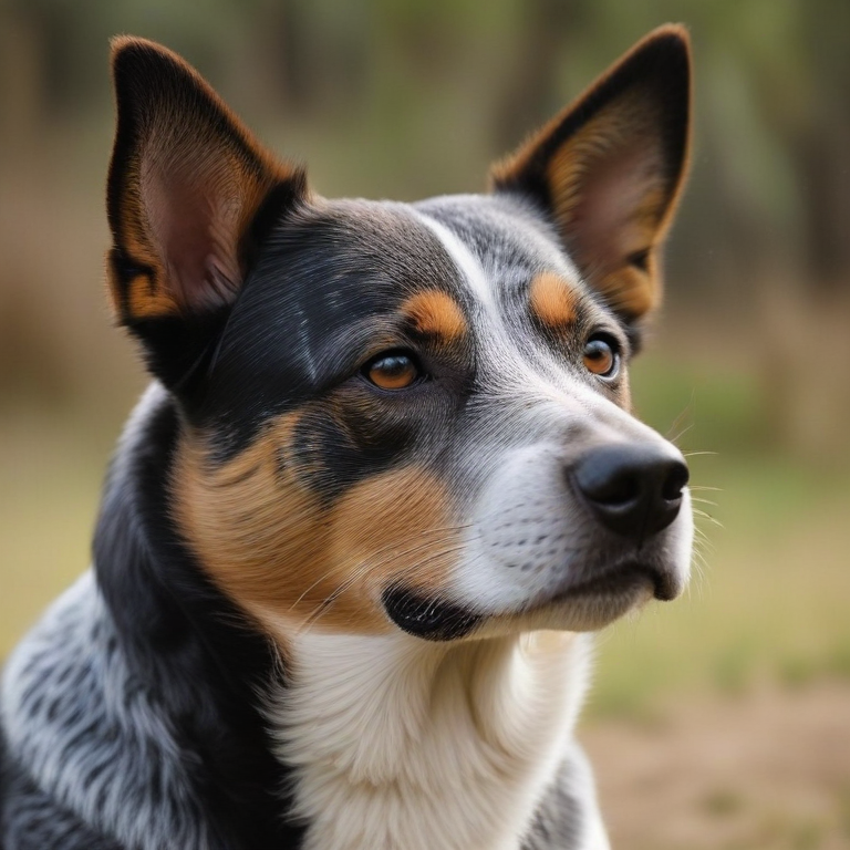 A Close-Up Portrait of a Beautiful Dog with Unique Fur Patterns.