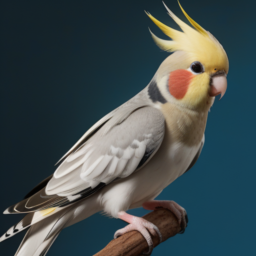 A Beautiful Cockatiel Perched Gracefully Against a Soft Blue Background.