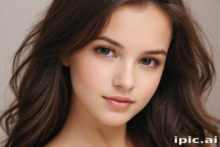 Close-Up Portrait of a Young Woman with Natural Beauty and Soft Features