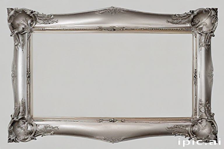 Elegant Silver Picture Frame with Intricate Designs and Decorative Elements