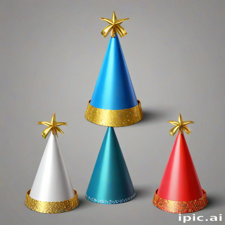 Colorful Party Hats in Various Shades with Decorative Star Tops
