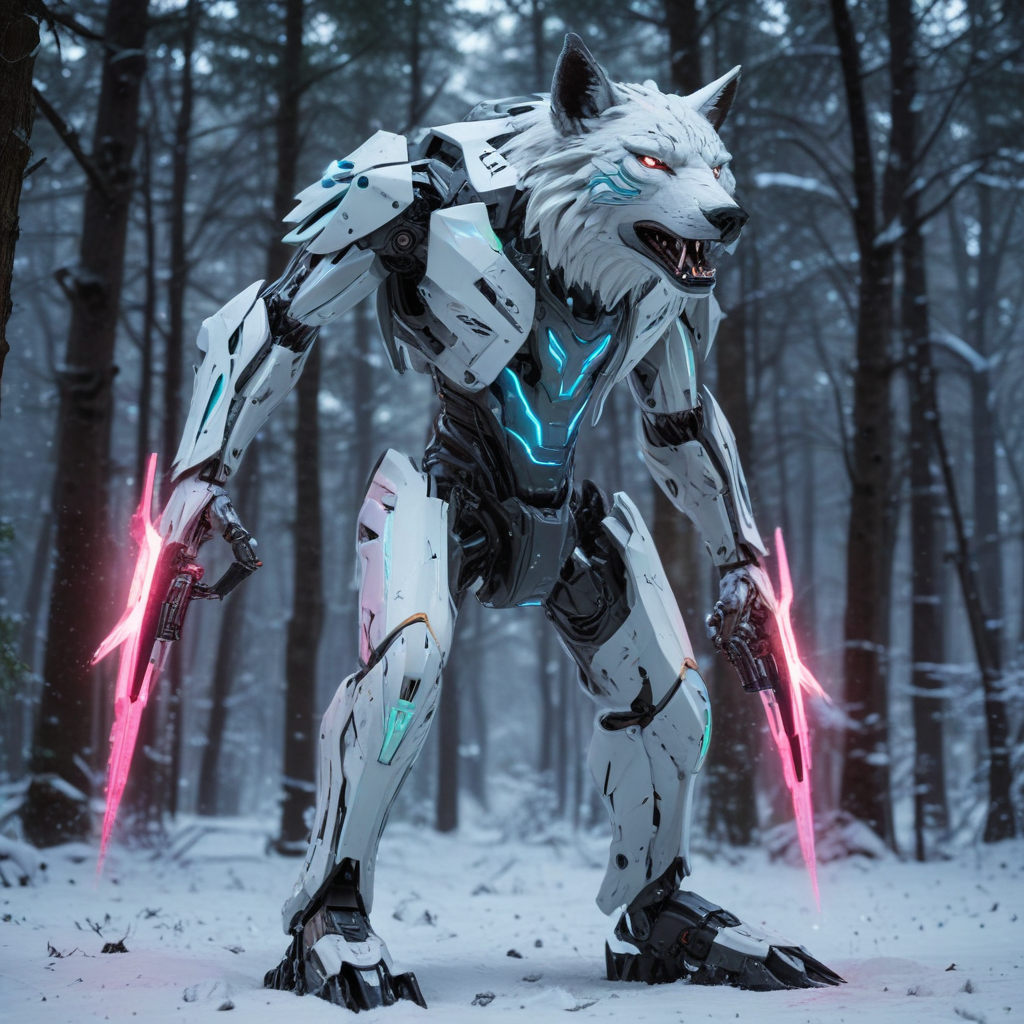 asus rog strix, transformer, full body, tron, white neon where wolf ...