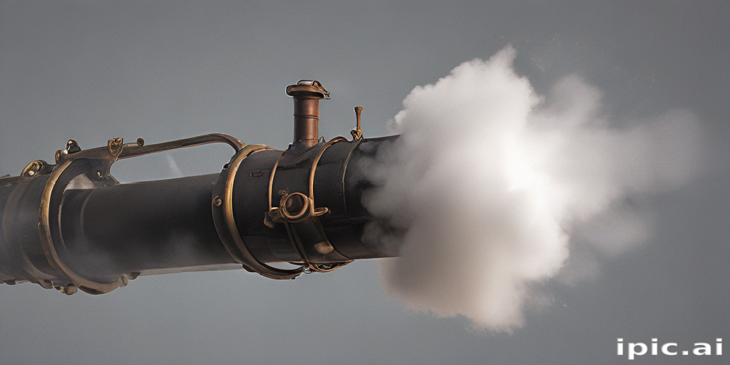 Historic Artillery Firing Smoke Plume from a Vintage Cannon Barrel
