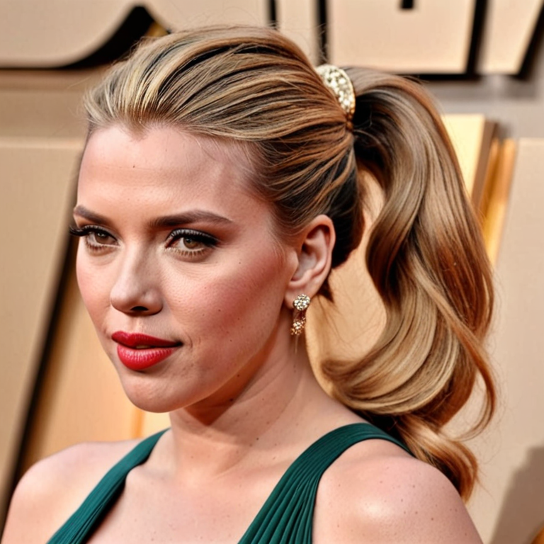Scarlett johansson long thick ponytail