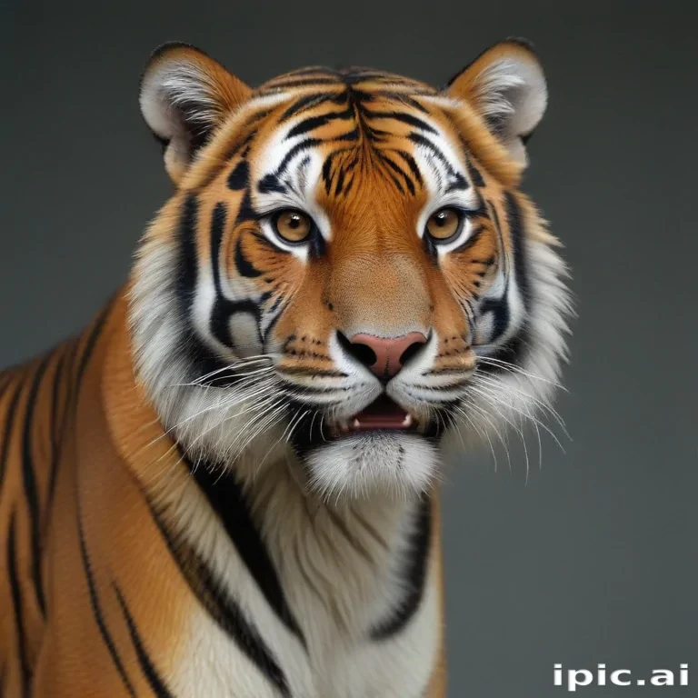 Majestic Close-Up Portrait of a Strikingly Beautiful Tiger Face