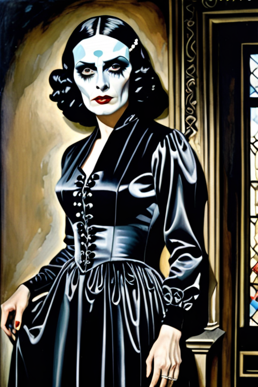 Pola Negri zombie realistic full posture black victorian gown in scary ...