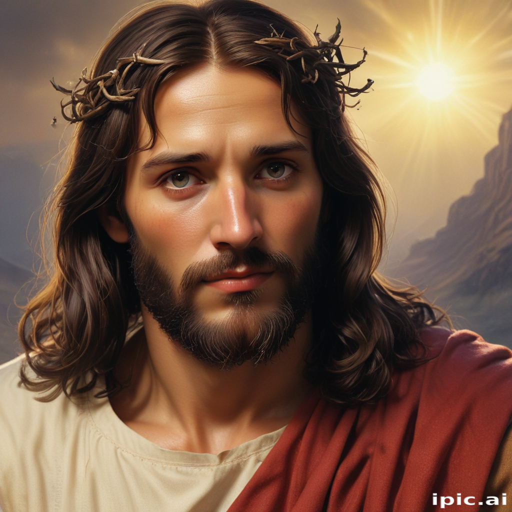 A Serene Portrait of a Biblical Figure Surrounded by Nature's Beauty