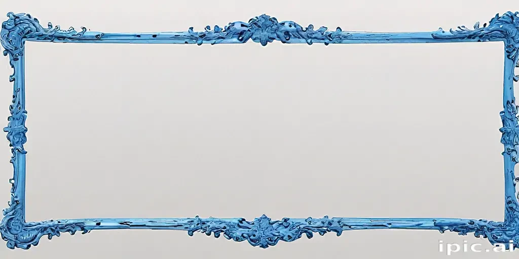 Elegant Blue Ornate Frame Against a Minimalist White Background