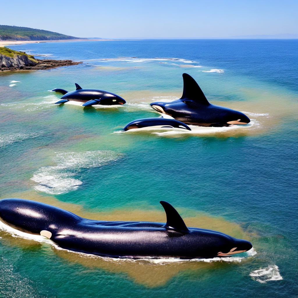 giant inflatable orca beach