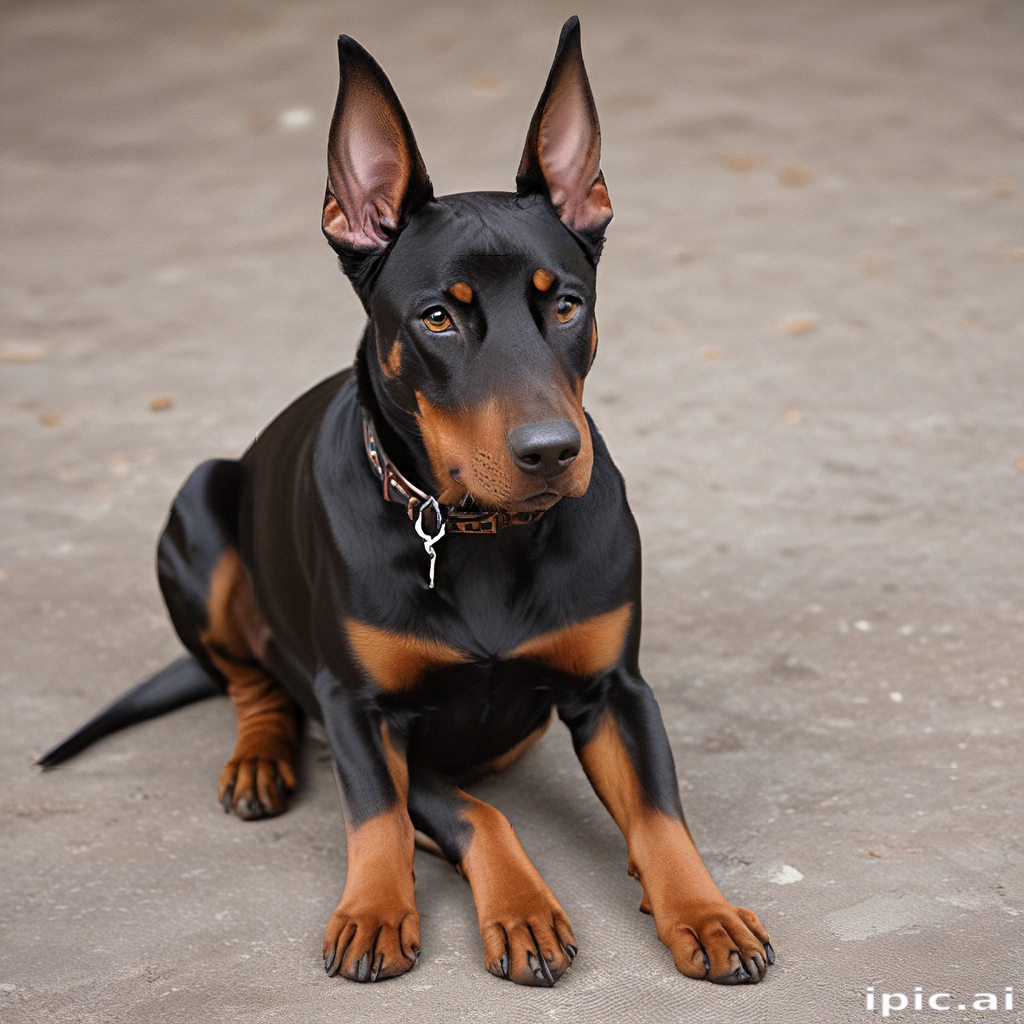 A Beautiful Doberman Pinscher Sitting Elegantly on a Neutral Background