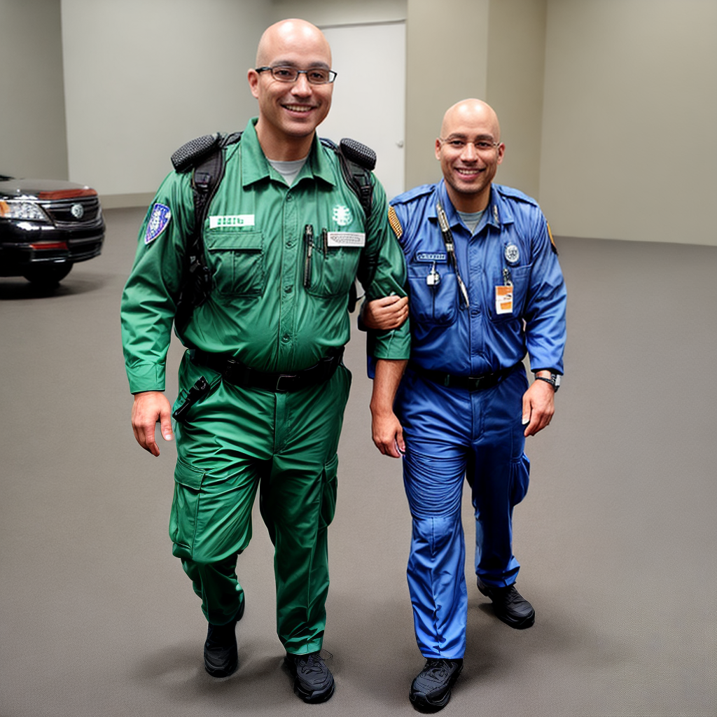 a bald paramedic with bionic arms and legs