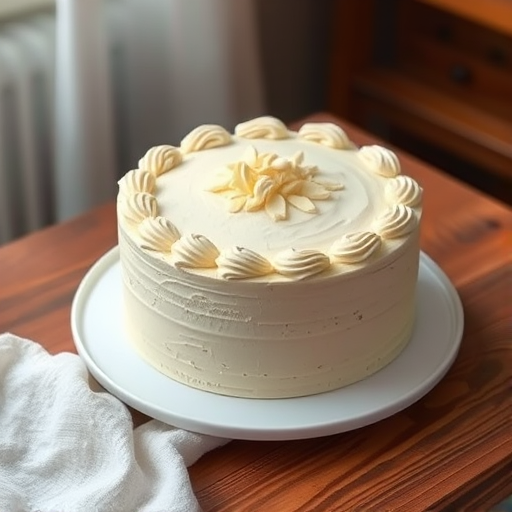 Deliciously Decorated Vanilla Cake with Creamy Frosting and Elegant Design