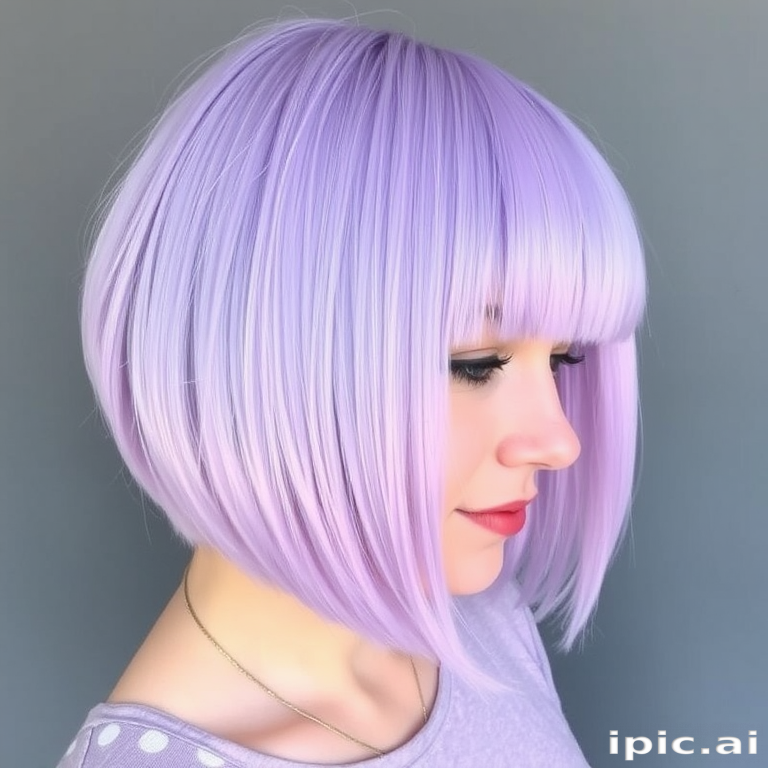 Trendy Lavender Bob Hairstyle with Bangs for a Fresh Look