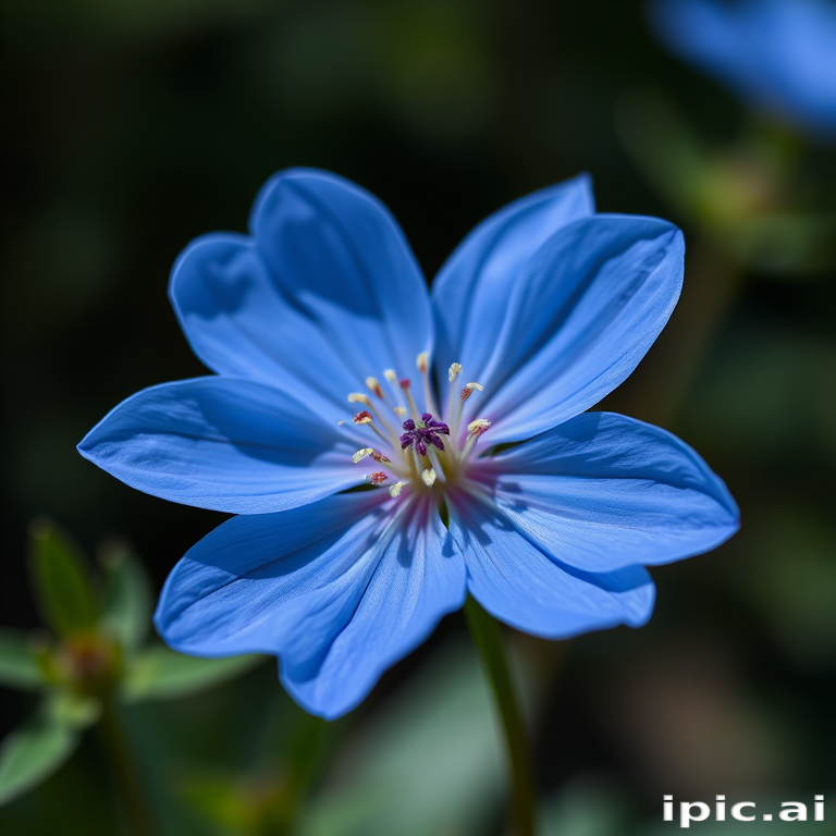 A Beautiful Blue Flower Blooming Gracefully in a Lush Green Garden.
