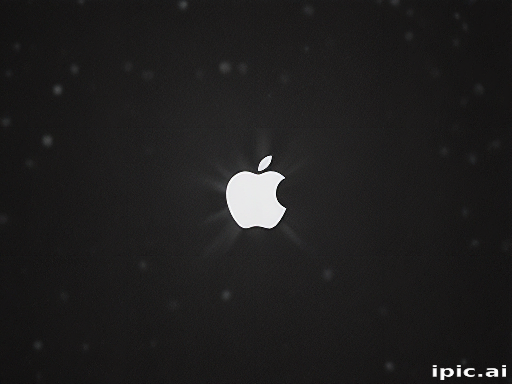 Illuminated Apple Logo Against a Dark, Starry Background in Digital Art