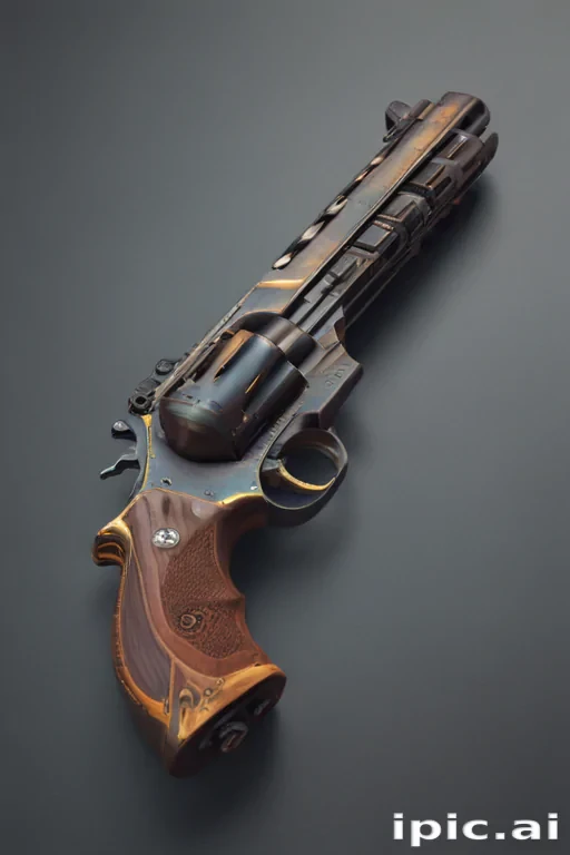 Intricately Designed Steampunk-Inspired Revolver with Unique Wood and ...