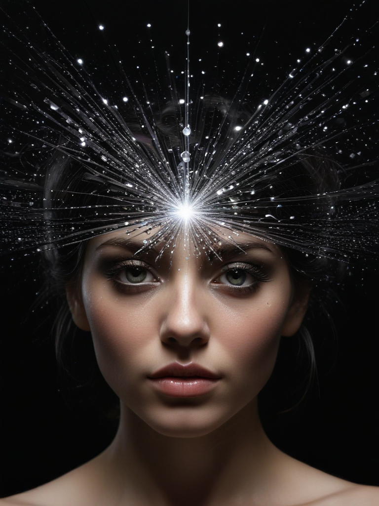 Radiant Light and Sparkling Energy Emanating from a Woman's Head