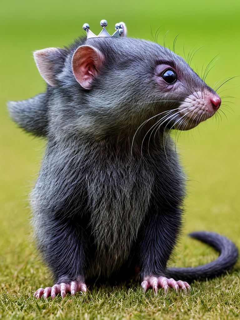 scary monstrous giant rat with king crown