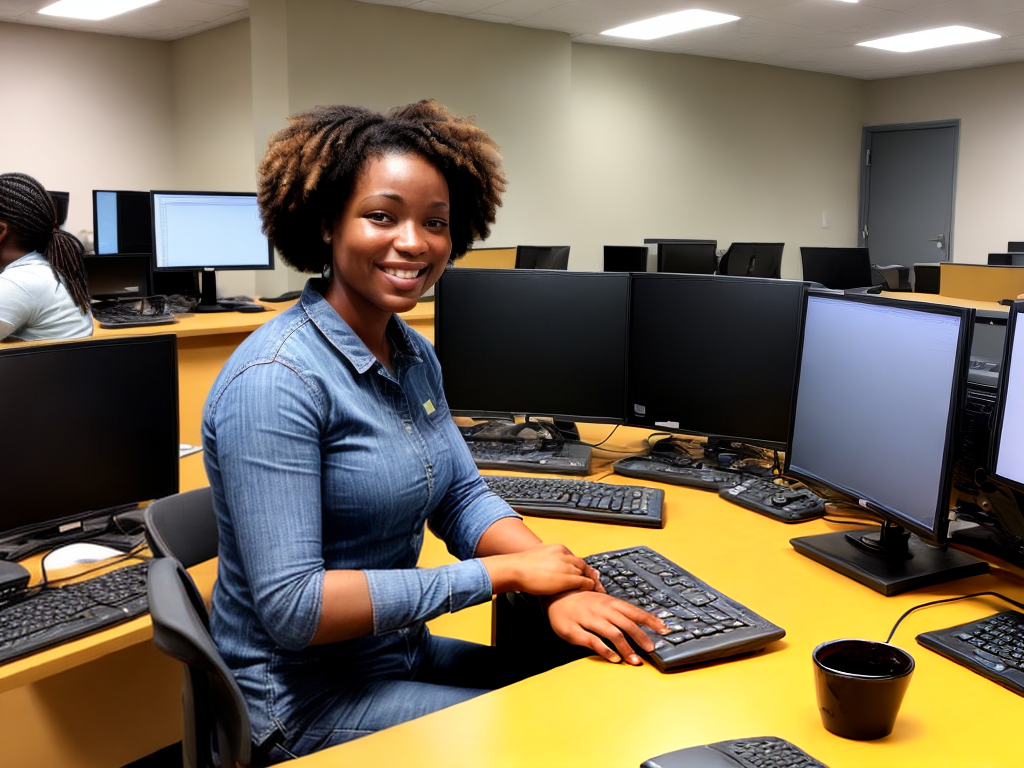 Female African IT support engineer