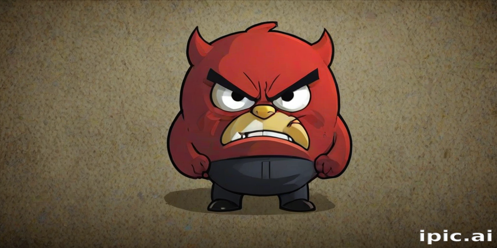 Angry Cartoon Character with Red Skin and Devilish Features Stands Firmly