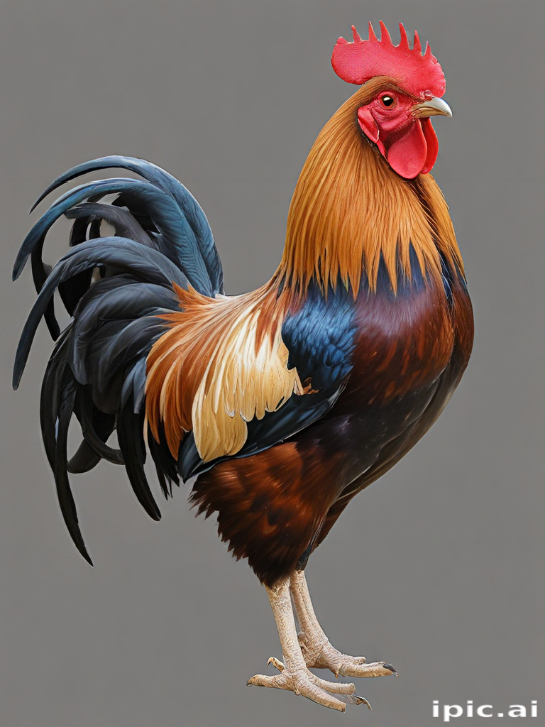 A Majestic Rooster Displaying Vibrant Feathers and Striking Colors ...