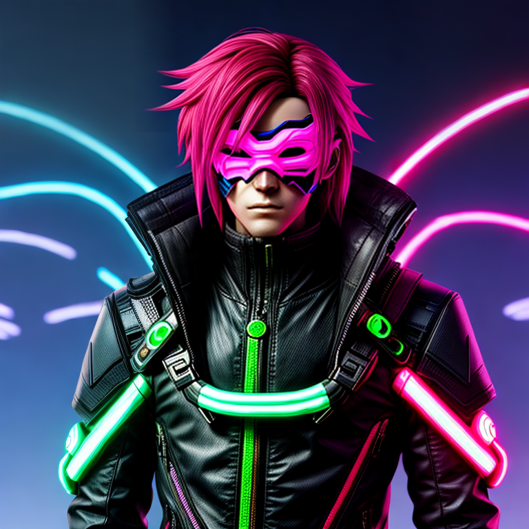 neon cyberpunk anime style character with viper mask from valorant