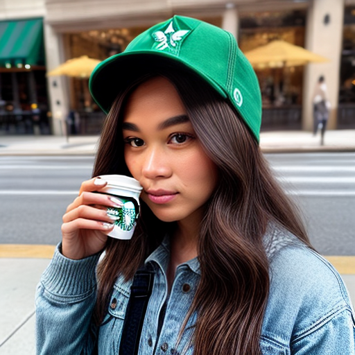 ultra realistic starbucks fashion photo shoot