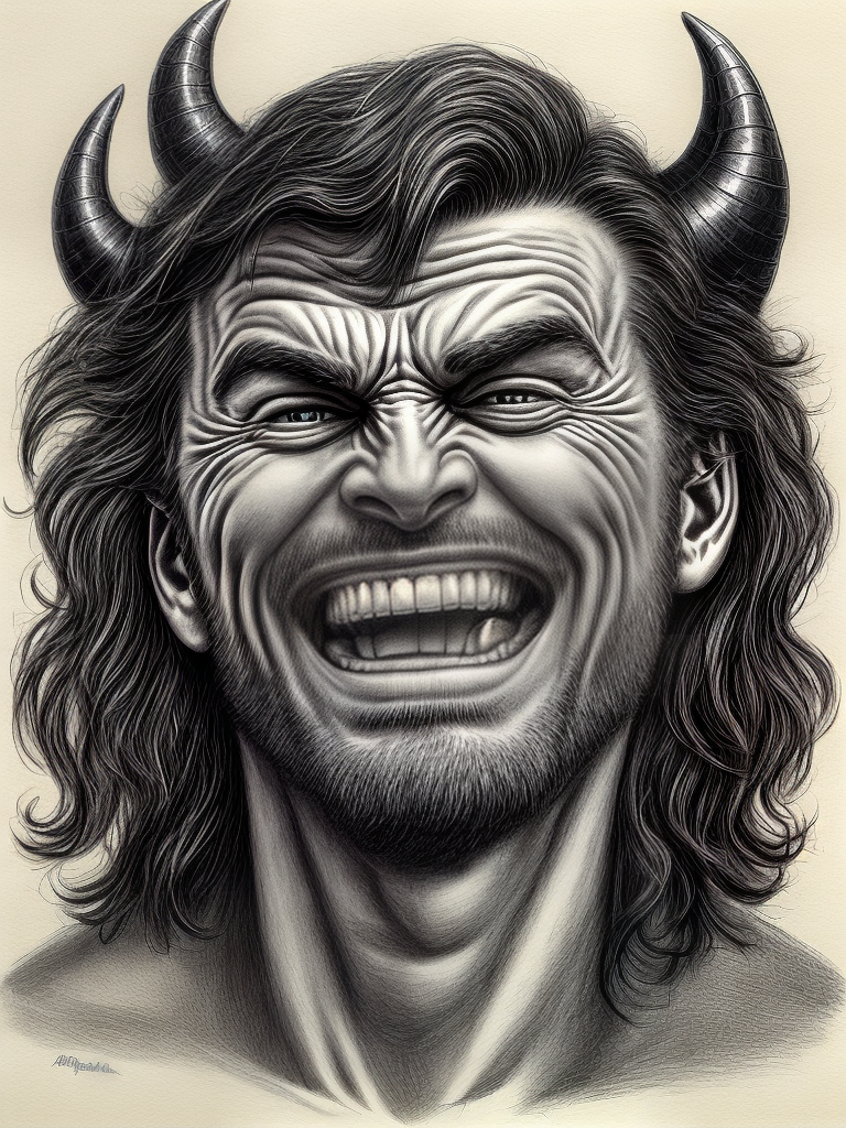 The muscular devil laughs