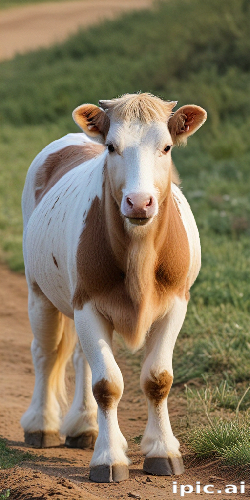 A Curious Young Cow Strolling Along a Country Pathway in Daylight