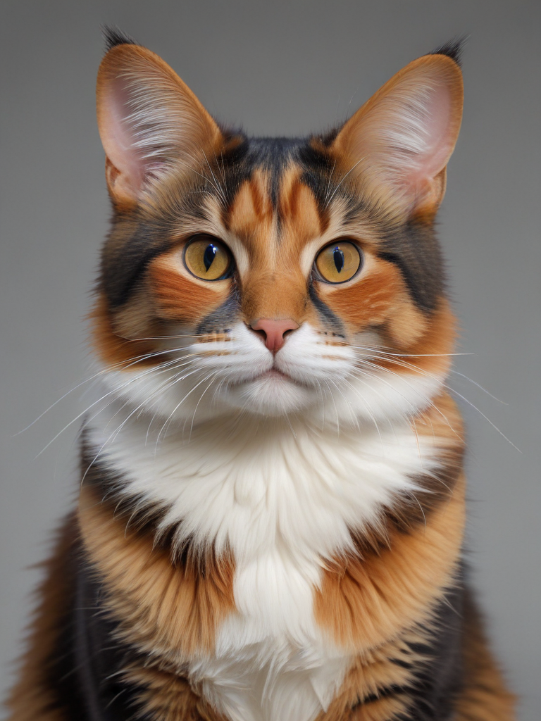 A Majestic Portrait of a Beautiful Calico Cat with Striking Features