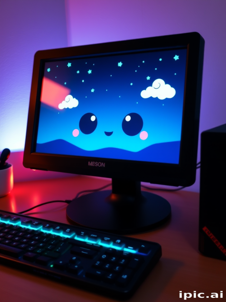Charming Desktop Background Featuring a Happy Face Against a Starry Night