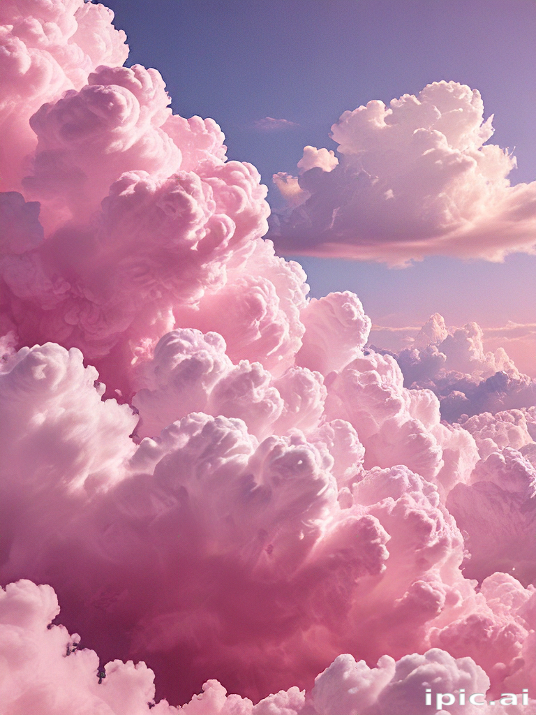 Dreamy Pink Clouds Illuminated by Soft Light in a Serene Sky