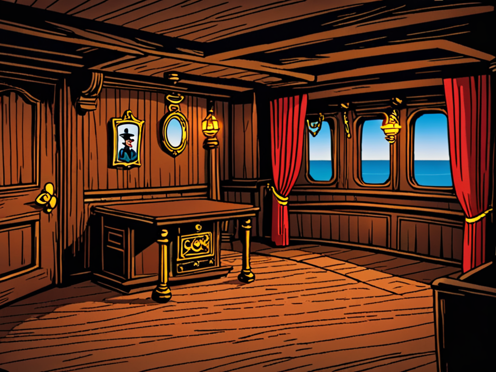 Interior of Captain Hook's state room on the pirate ship from the ...