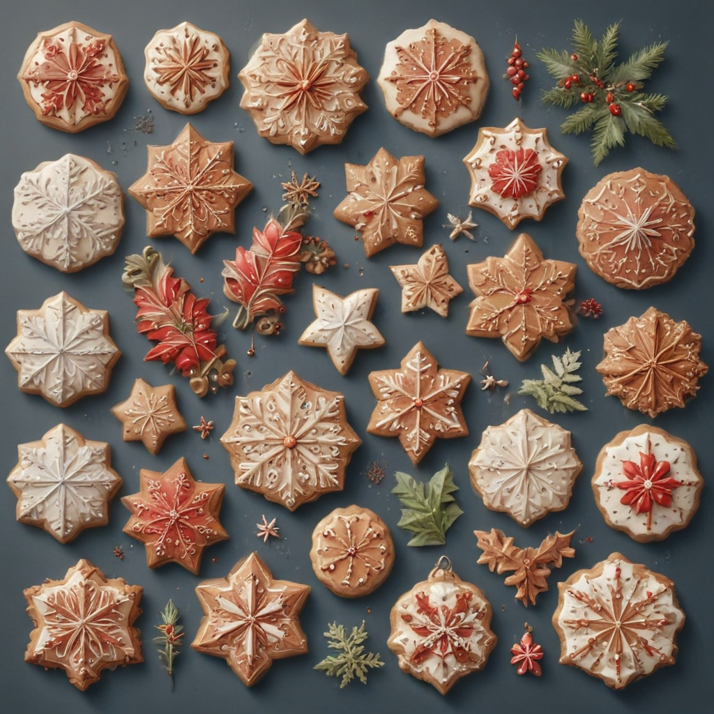 Beautifully Decorated Holiday Cookies in Various Snowflake Shapes and ...